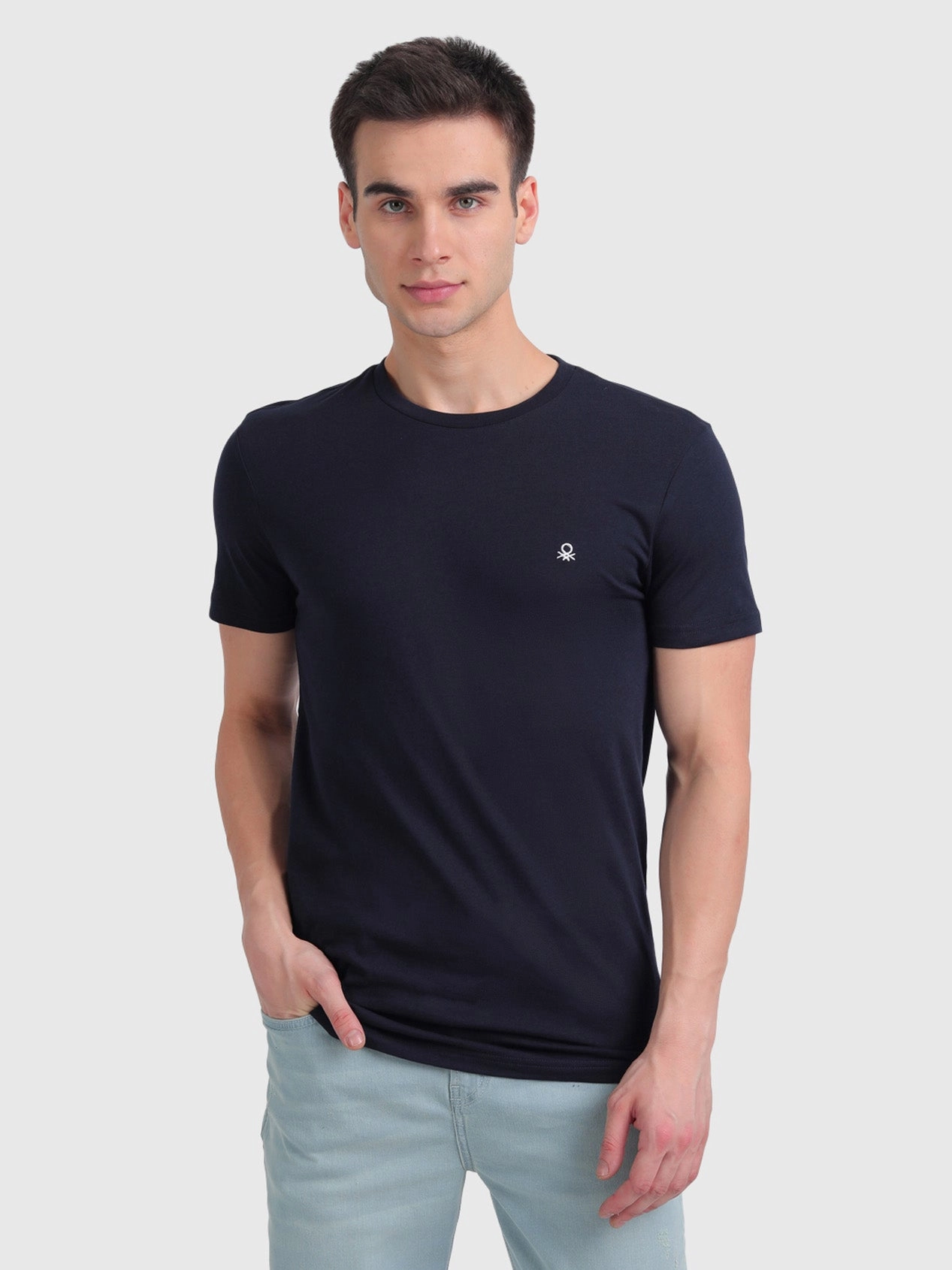 Mens Blue Casual Slim Fit Solid Half Sleeves Tshirt - Zilo - Zilo